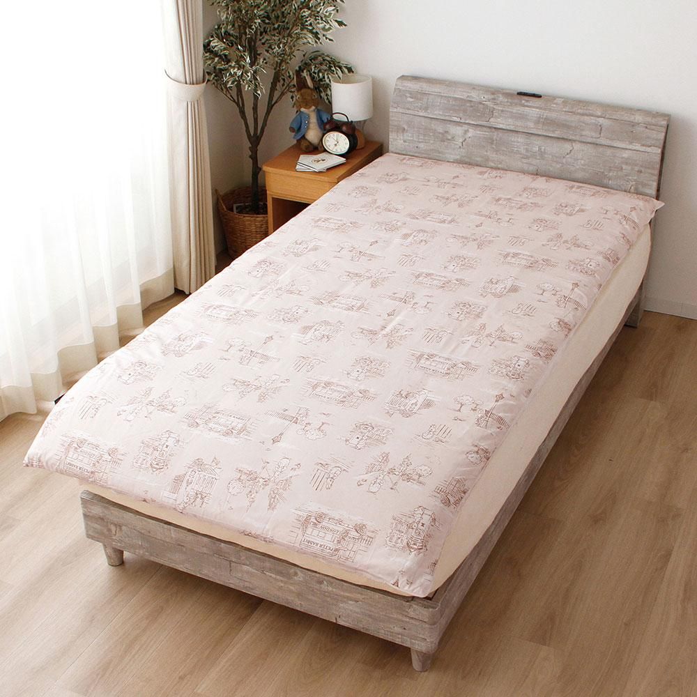 綿100% 敷ふとんカバー シングルロング（ロンドン/ ピンク）